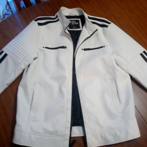Hard Edge | Jackets & Coats | White Wblack Mens Large Moto Jacket ...